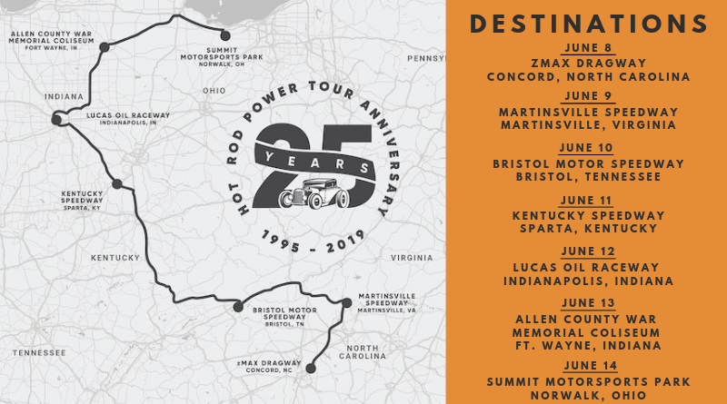 Hot Rod Power Tour Map